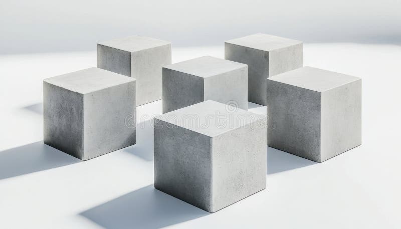 Five Concrete Cubes Arranged in a Geometric Pattern Stock Illustration ...