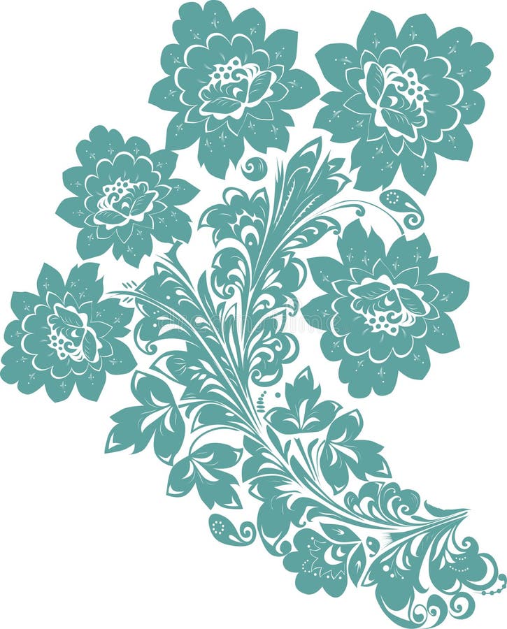 Five Cyan Flower Illustration Stock Illustration - Illustration of ...