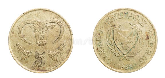 Five Cyprus Cent Coin on a White Isolated Background Stock Image ...