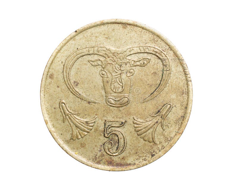 Five Cyprus Cent Coin on a White Isolated Background Stock Image ...