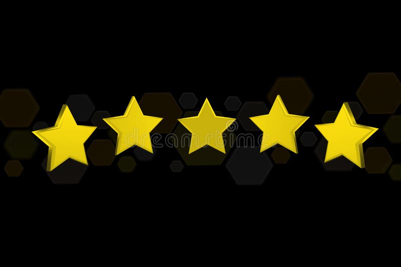 Five 3d Render Yellow Stars on a Color Backgroung Stock Illustration ...
