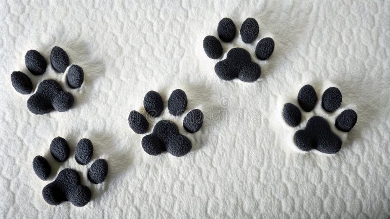 Five Dark Paw Prints in Soft White Surface. Generative AI Stock ...