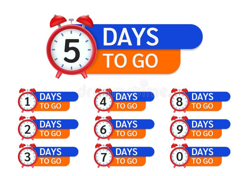 Five days to go label set stock illustration. Illustration of concept ...
