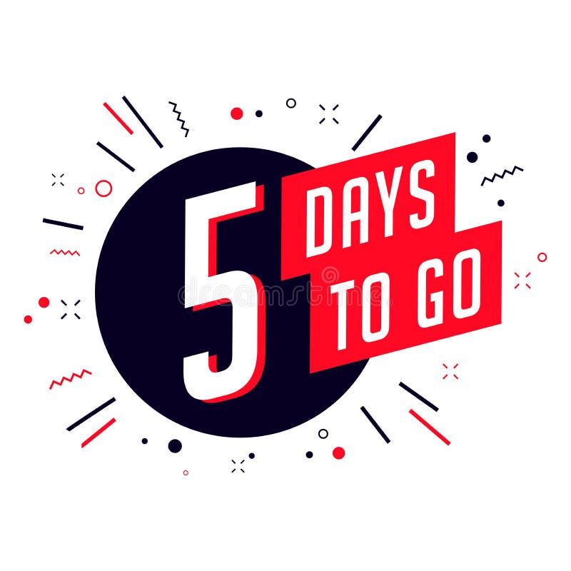 Five Days To Go Countdown Blue Horizontal Banner Design Template. 5 ...