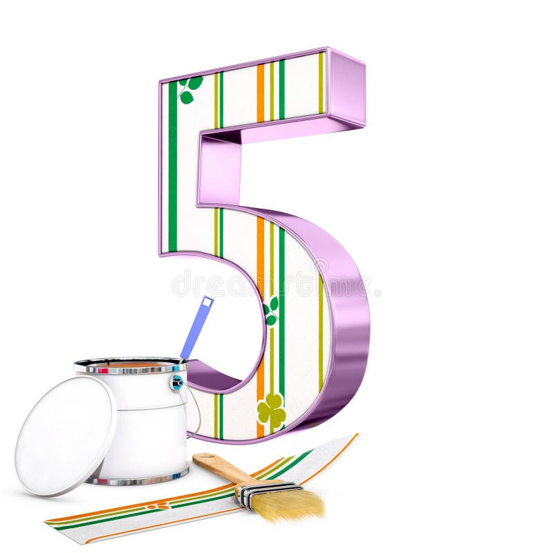 `five` Decorated Number with Renovation Tools Stock Illustration ...