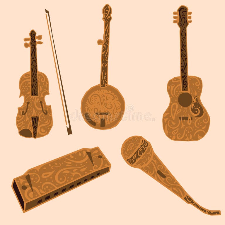 Decorative Musical Instruments Stock Illustrations – 4,614 Decorative ...