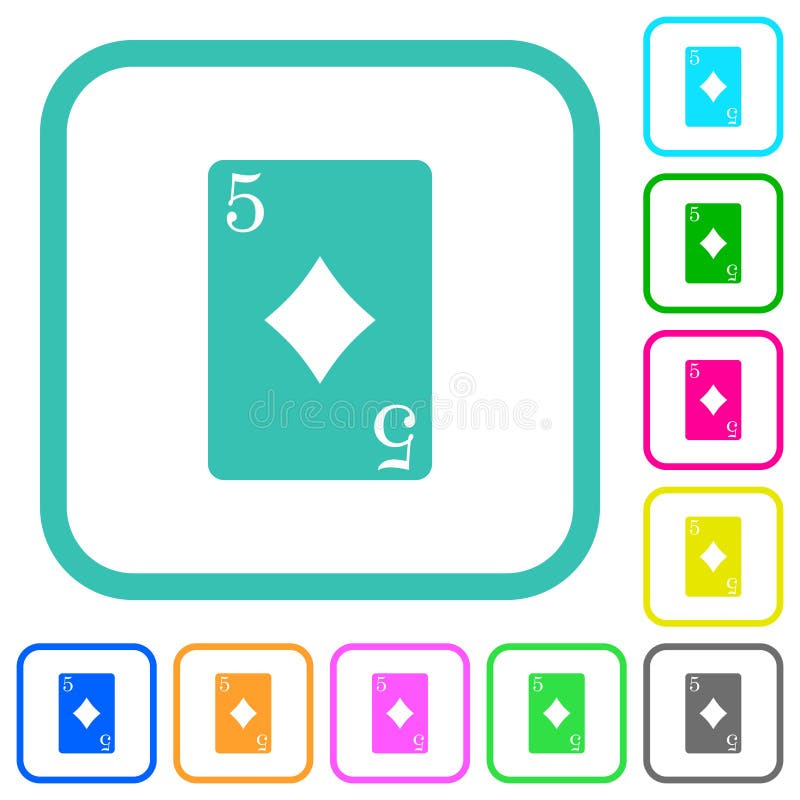 Five of Diamonds Card Vivid Colored Flat Icons Stock Vector ...
