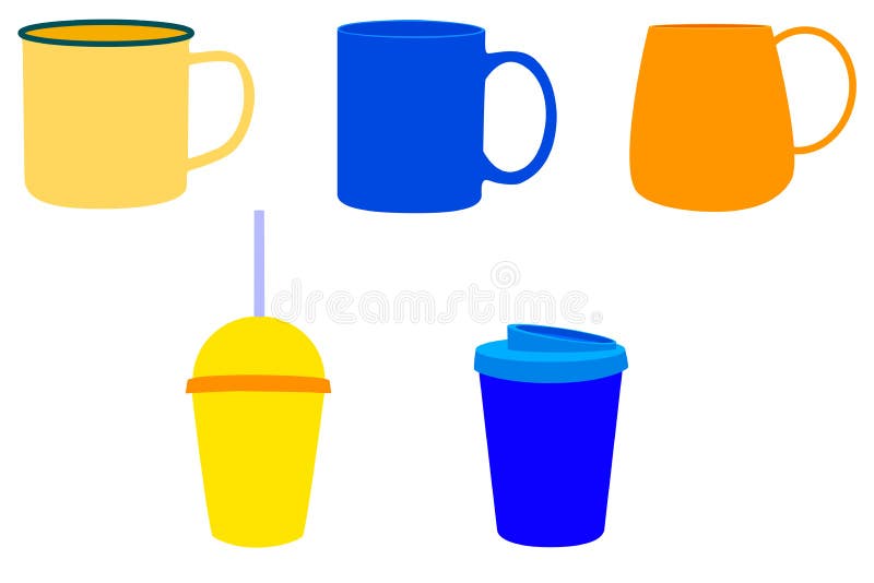 Plain Cup Illustration with Many Types Stock Vector - Illustration of ...