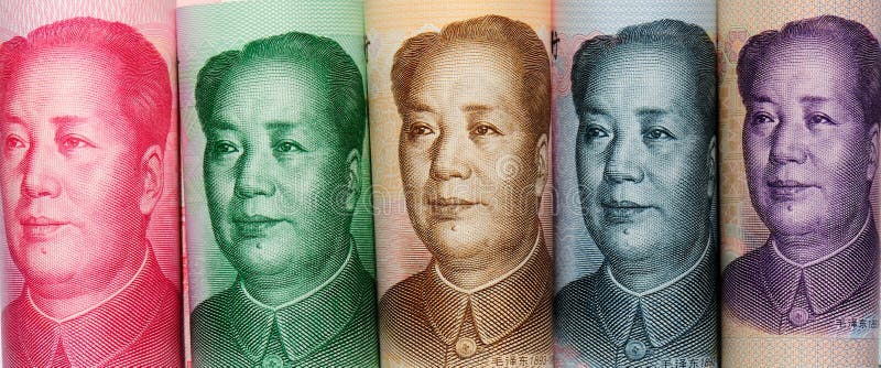 Five Different Face Values of Chinese Banknotes Stock Photo - Image of ...