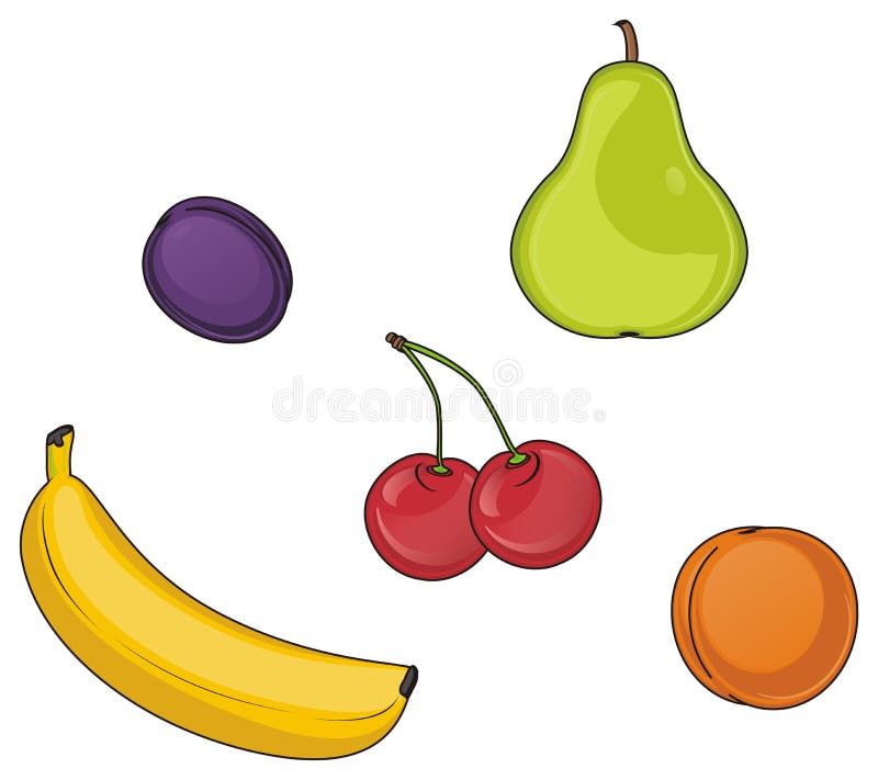 Five different fruits stock illustration. Illustration of food - 90774218