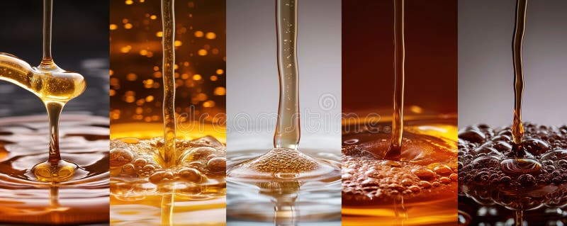 Five Different Ways of Pouring and Splashing Golden Liquid into a Pool ...