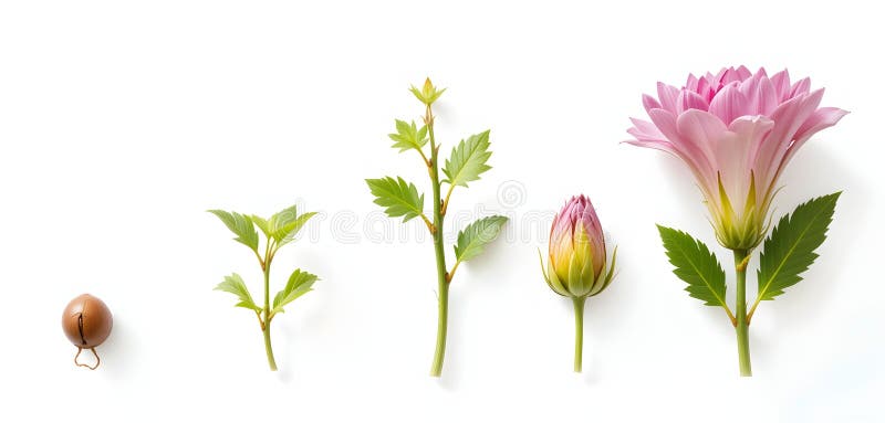 An Image Showing Five Distinct Flower Growth Stages, Each Depicted ...