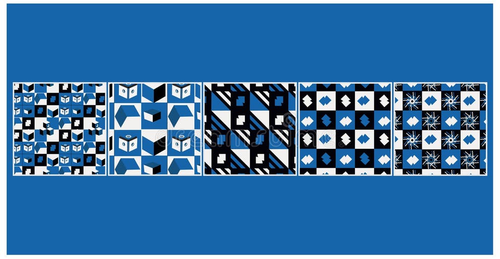 Bauhaus Geometric 3d Cube Seamless Pattern Bundle Stock Vector ...