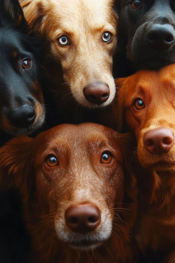 Five Dogs of Different Breeds are Looking Forward in this Adorable ...