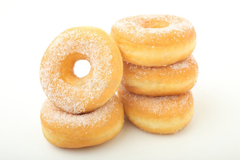 Five Donuts On White Background Stock Image - Image of delicious ...