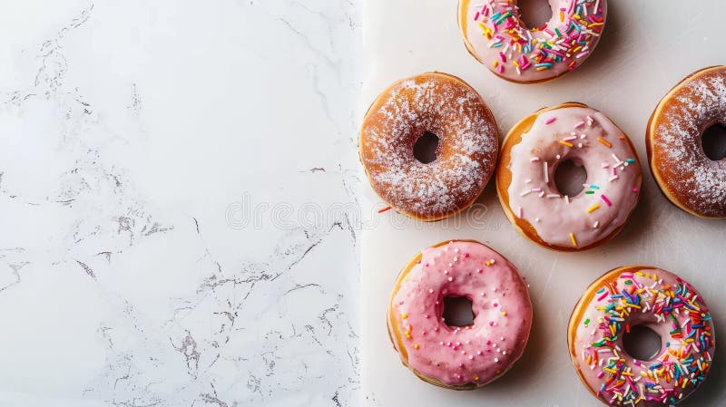 Five Donuts on a White Cutting Board Stock Photo - Image of doughnut ...