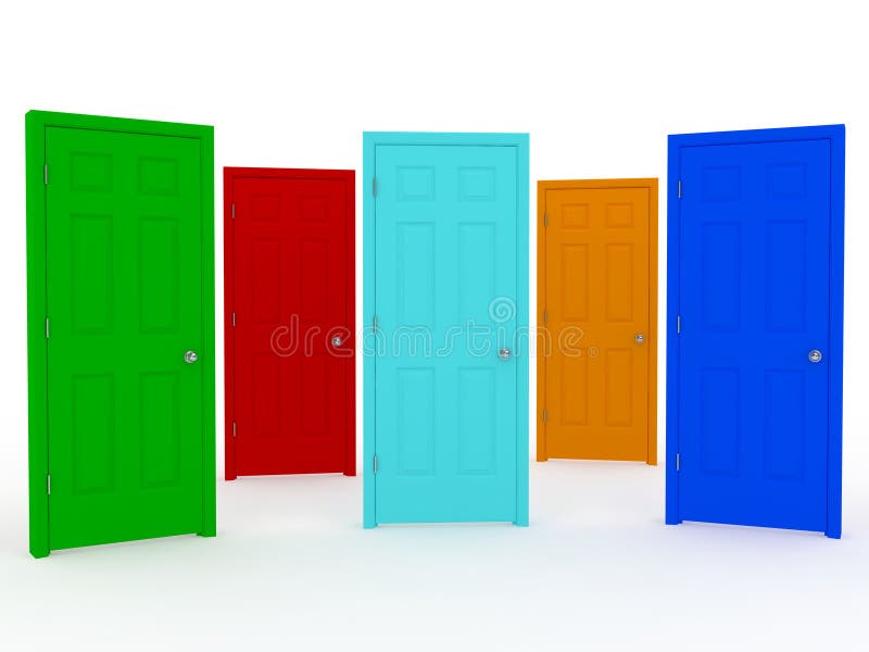 Five doors stock illustration. Illustration of green - 13820925