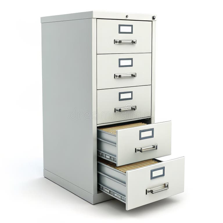 Five-Drawer Filing Cabinet, 3D Render, Office Storage, Documents ...