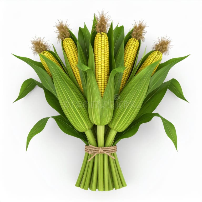 Five Ears of Yellow Corn Bound Together in a Rustic Bundle Stock ...