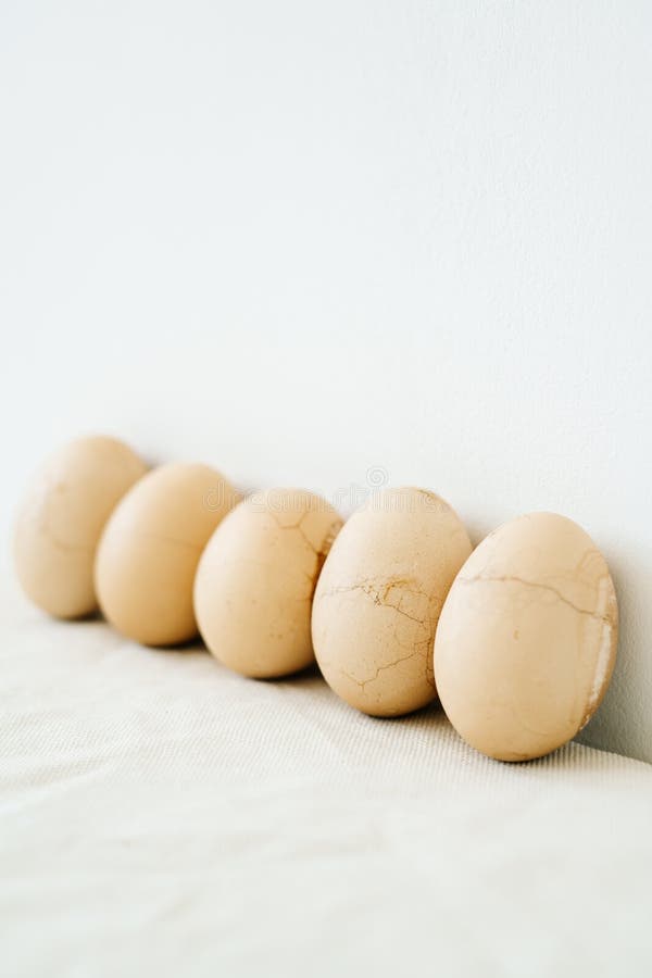 Five Easter Eggs Trendy Pastel Colored with Cracked Shells on a White ...