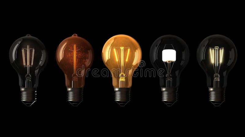 Evolution of Light Bulbs: from Incandescent To LED Stock Illustration ...