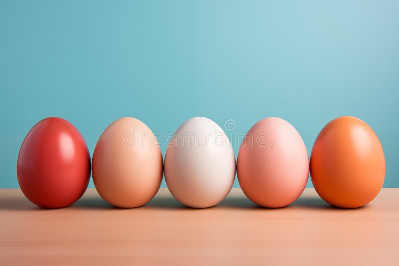 Gradient Colored Eggs on Tray, Pink Background. Stock Image - Image of ...