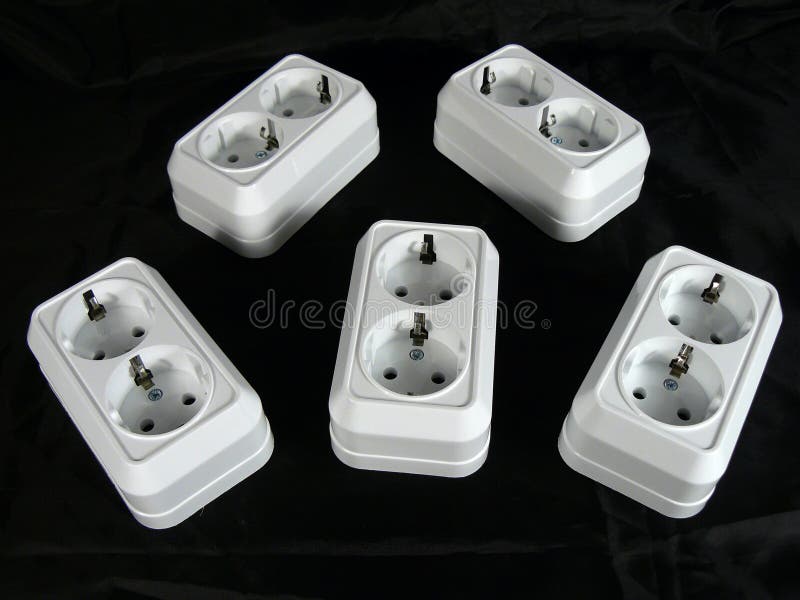 Five Electric External Double Sockets Picture. Image: 4130656