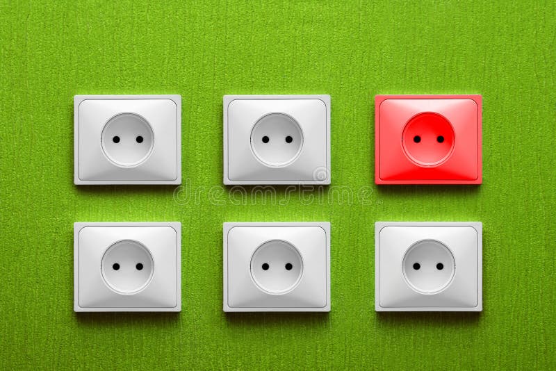 Five Electric Socket And One Red Picture. Image: 15146532