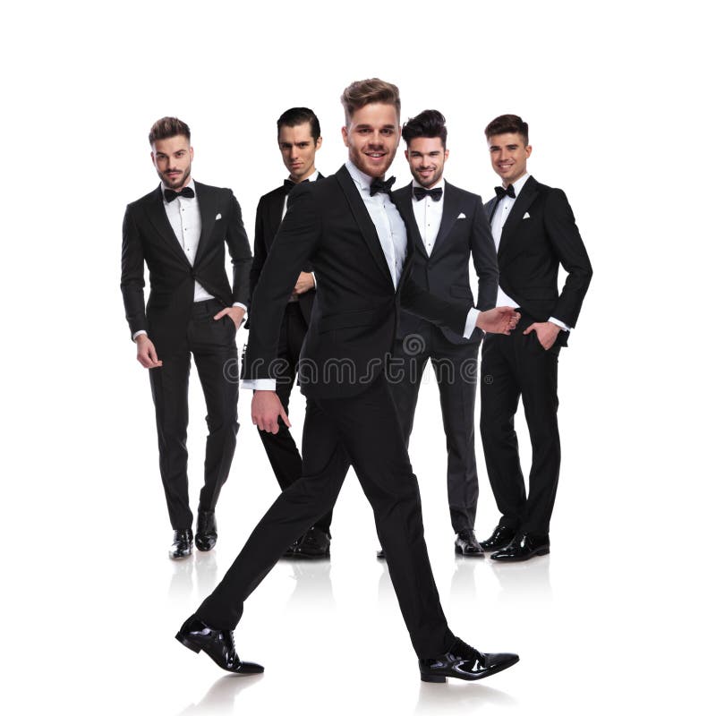 Five Elegant Groomsmen Standing with Arrogant Leader in Front Stock ... Five Elegant Groomsmen Standing with Arrogant Leader in Front Stock ...
