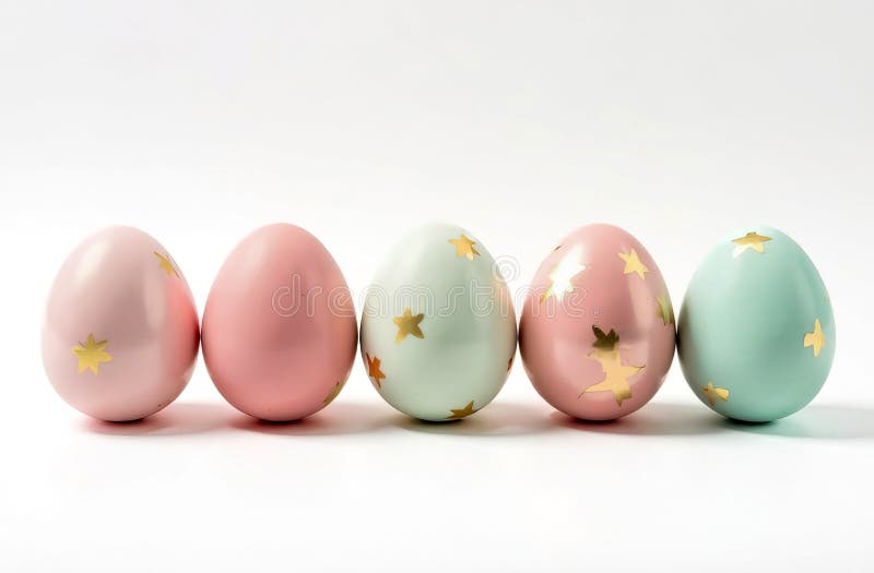 Five Elegantly Decorated Easter Eggs in Pastel Shades with Gold Decor ...