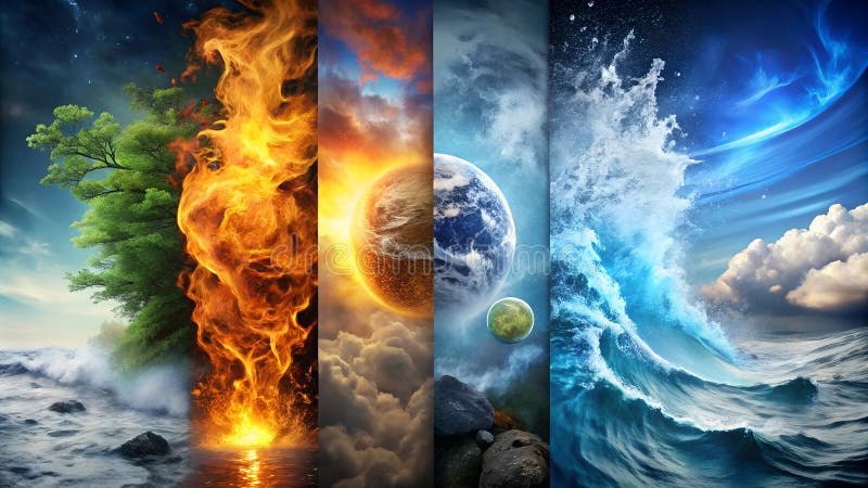 Five Elements of Nature Air Water Fire Earth Space Creation of Natures ...