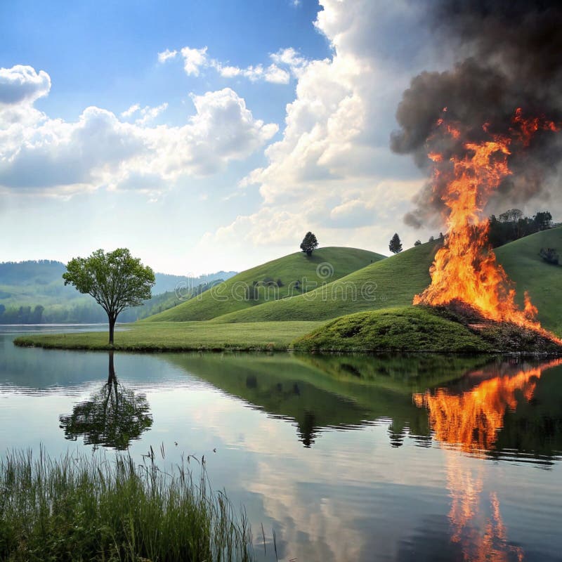 Five Elements of Nature: Air, Water, Fire, Earth, Space. Creation of ...