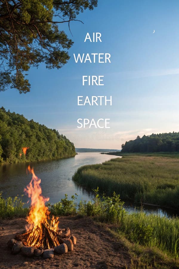 Five Elements of Nature: Air, Water, Fire, Earth, Space. Creation of ...