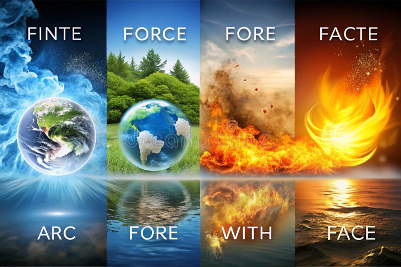 The Five Elements of Nature Stock Illustration - Illustration of ...