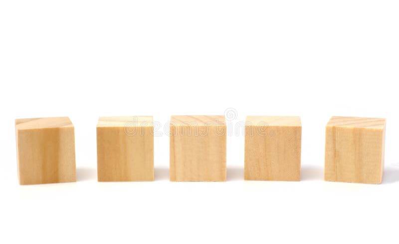 Five Empty Geometric Wooden Cube Blocks Stock Photo - Image of cube ...