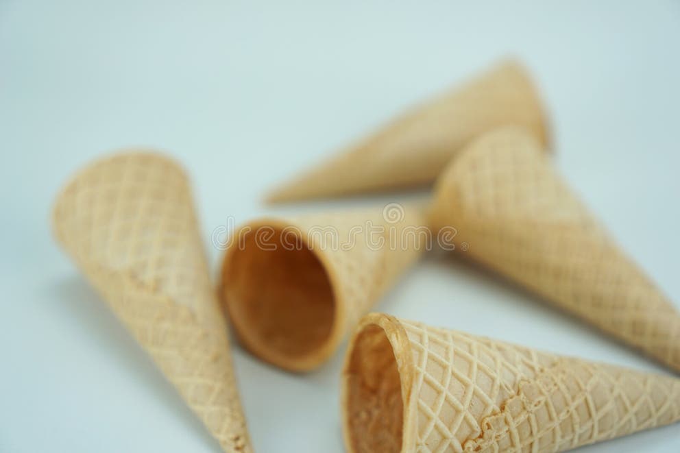 Five Empty Ice Cream Cones Lying on the Table Stock Image - Image of ...