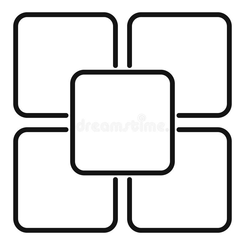 Five Empty Squares Forming a Cross Shape Connected with Rounded Corners ...
