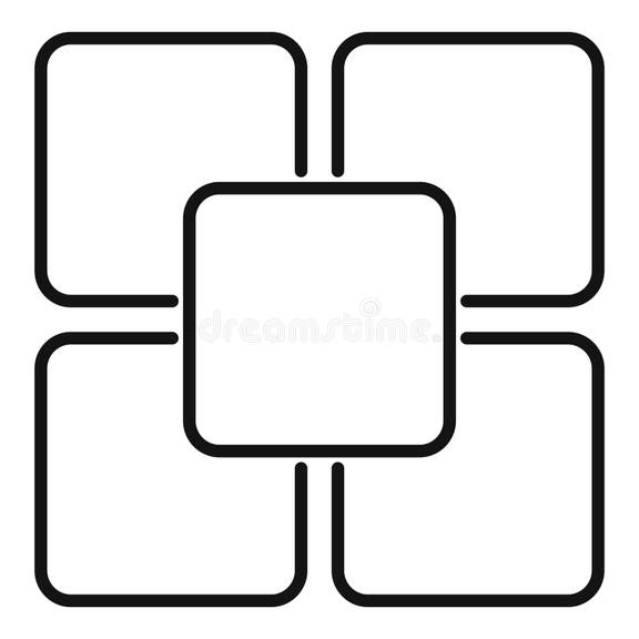 Five Empty Squares Forming a Cross Shape Connected with Rounded Corners ...