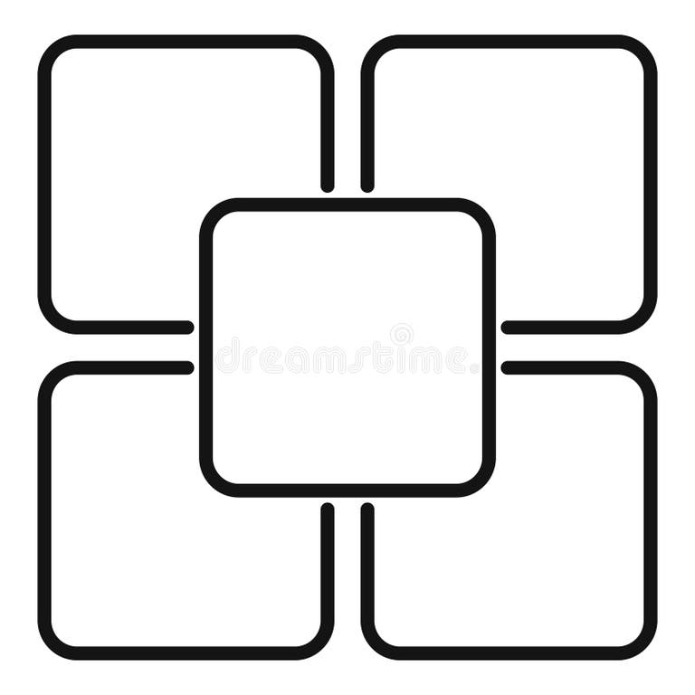 Five Empty Squares Forming a Cross Shape Connected with Rounded Corners ...