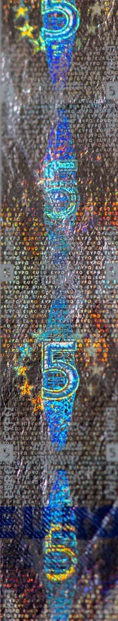 Holograms Security Features on 5 Euro Banknote Stock Image - Image of ...