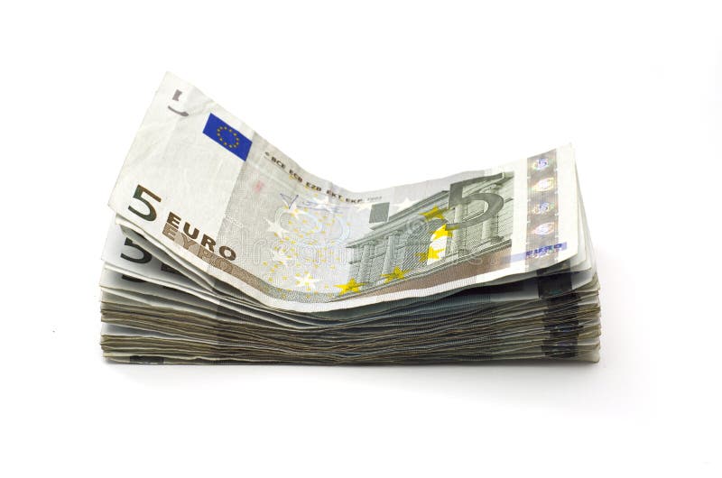 Five Euro Notes Stack on White Stock Photo - Image of money, euro: 23448224