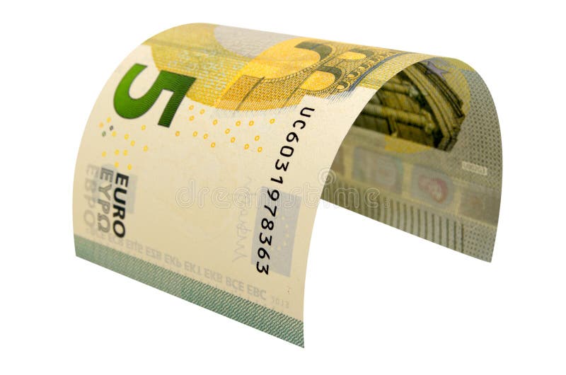 Five Euros Banknote Isolated on White Background. Stock Image - Image ...