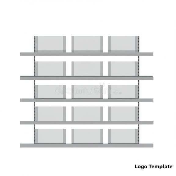 Five Evenly Spaced, Horizontal Gray Shelves Aligned Vertically in ...