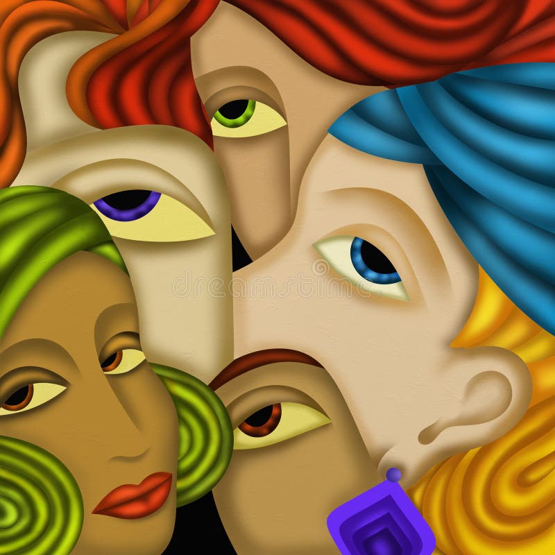 Five faces stock illustration. Illustration of blond - 30546162