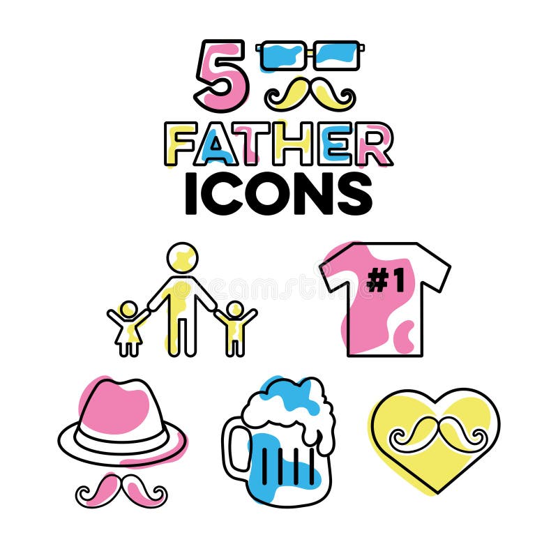 Five Father Symbols Set. Vector Stock Vector - Illustration of ...