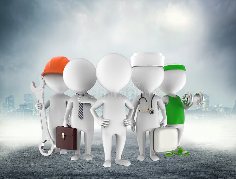 Five Figures of Man on Grey and White Stock Illustration - Illustration ...