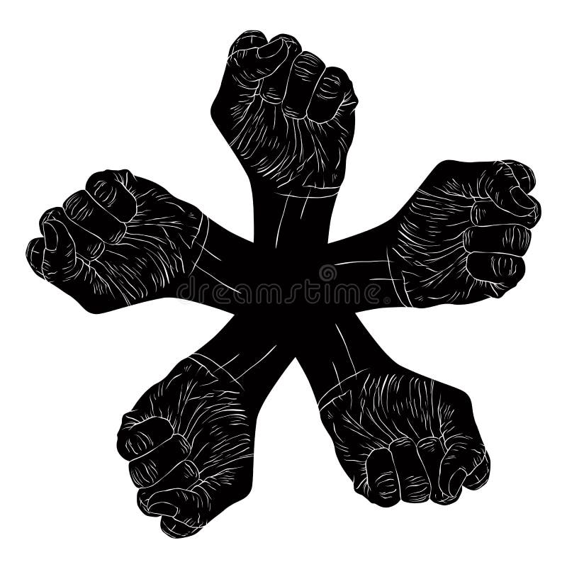 Five Fists Abstract Symbol, Revolution Theme. Stock Vector ...