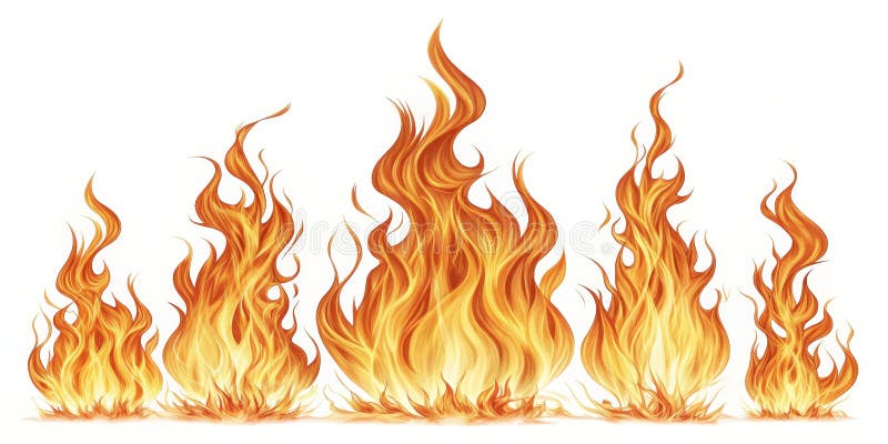 Five Flame Variations Digital Painting, Fire Design, Blaze Concept ...