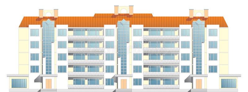 Five-floor apartment house stock vector. Illustration of housing - 1246298