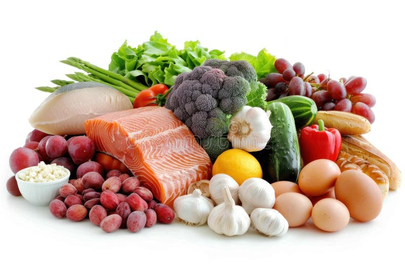 The Five Food Groups, Isolated on White. Generative AI Stock Image ...